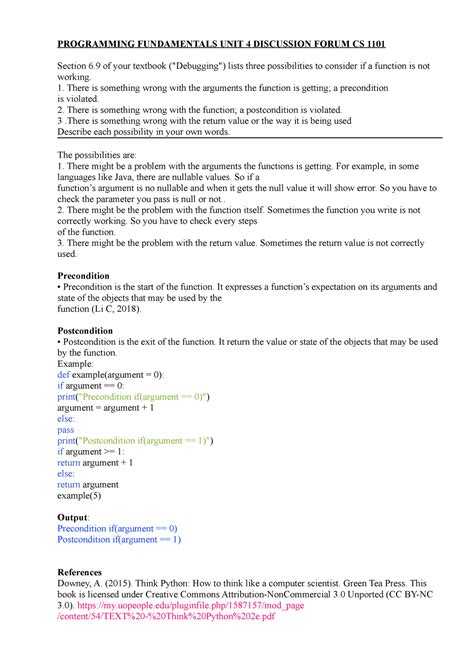 Programming Fundamentals Unit 4 Discussion Forum Cs 1101 E Programming Fundamentals Unit 4