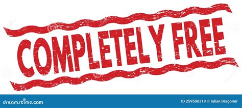 COMPLETELY FREE Text On Red Lines Stamp Sign Stock Illustration