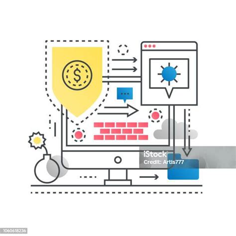 현대 편평한 얇은 라인 디자인 벡터 일러스트 레이 션 인터넷 보안 네트워크 보호 및 그래픽 및 웹 디자인에 대 한 안전한 온라인 지불의 Infographic 개념 보호에