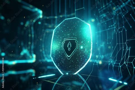 Data Protection And Cyber Security Concept With Virtual Glowing Shield With Keyhole On Abstract