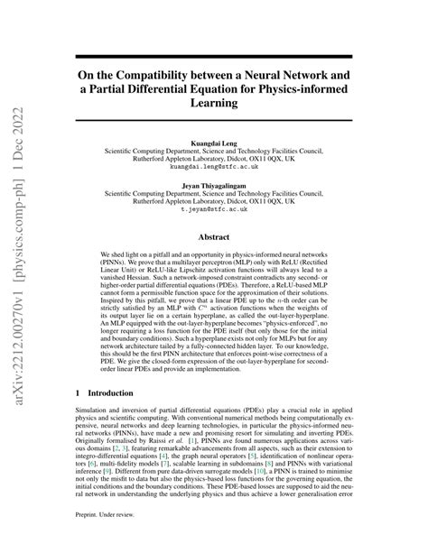 Pdf On The Compatibility Between A Neural Network And A Partial Differential Equation For
