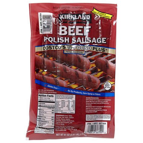 Kirkland Signature Beef Polish Sausage 61 Oz Costco Food Database