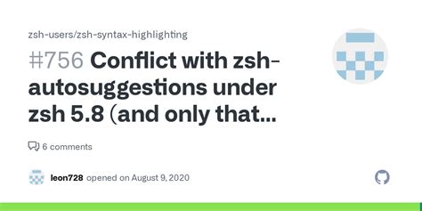 Conflict With Zsh Autosuggestions Under Zsh 58 And Only That Version · Issue 756 · Zsh Users