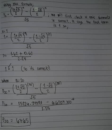 Solved What Is The Th Term Of The Fibonacci Sequence Using Binet S Course Hero
