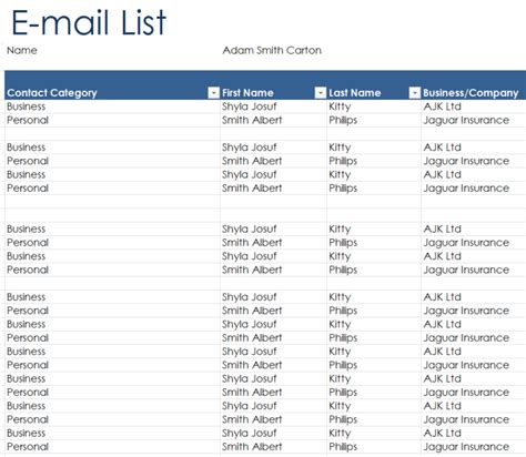 15 FREE Email List Templates Formats In WORD EXCEL Day To Day Email