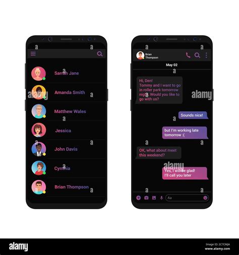 Social Network Messenger Concept Vector Illustration Messenger Dark Black Trendy Chat App