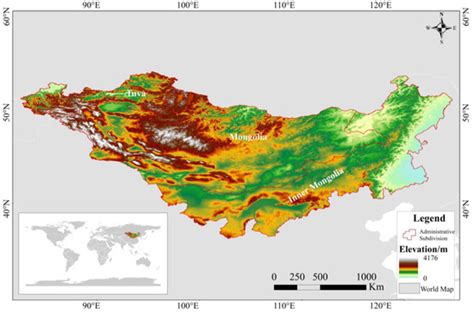 Mongolian Plateau Physical Map