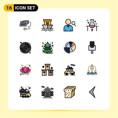 Editable Vector Line Pack Of 16 Simple Flat Color Filled Lines Of Art Science Lab Employee