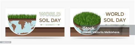 세계 토양의 날 세계를 저장하는 환경 개념의 벡터 그림 지구와 토양을 돌보는 것에 대한 등분측정및 평면 세트 인사말 카드 수평 배너 포스터에 적합합니다 2020년에 대한