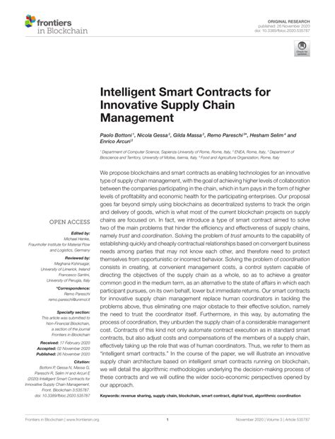 Pdf A Section Of The Journal Frontiers In Blockchain Intelligent