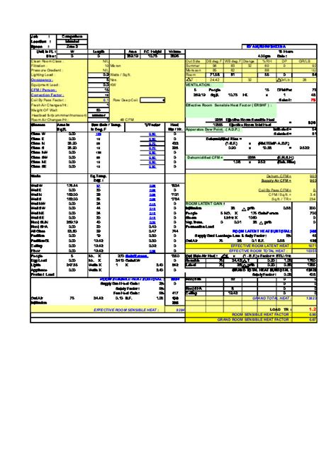 Heat Load Calculation Excel Sheet Pdfcoffee Com