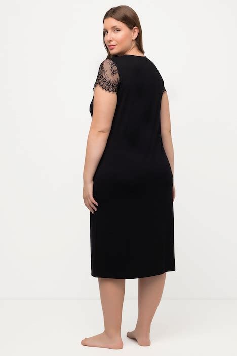 Lace Detail Nightgown Black Ulla Popken