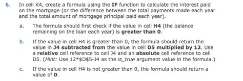Solved 6 In Cell K4 Create A Formula Using The If Function
