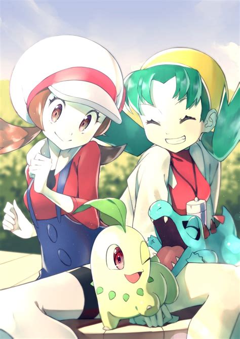 Lyra Kris Chikorita And Totodile Pokemon And More Drawn By