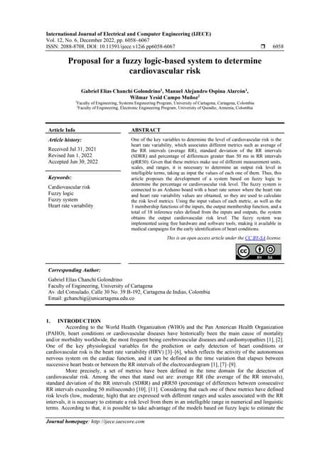 proposal for a fuzzy logic based system to determine cardiovascular