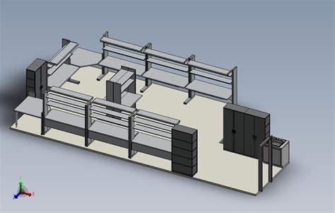实验室布局1 Solidworks 2018 模型图纸免费下载 懒石网
