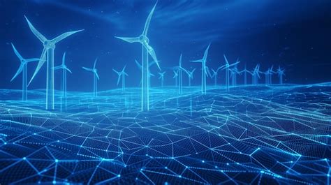 Futuristic Visualization Of Wind Power Generation Highlighting The