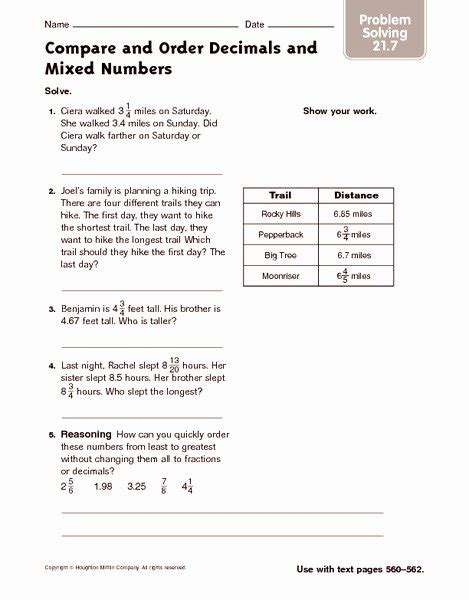 50 Decimal Word Problems Worksheet Chessmuseum Template Library