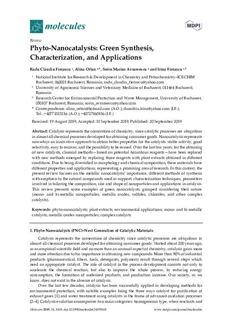 Pdf Phyto Nanocatalysts Green Synthesis Characterization And Applications