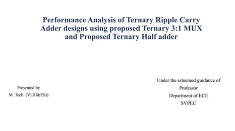 Ternary Logic Based Halfadder And Full Adder Pptx
