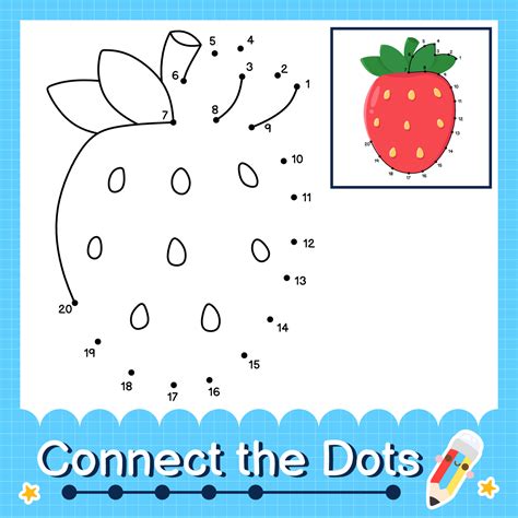 Connect The Dots Counting Numbers 1 To 20 Puzzle Worksheet With Fruit Illutration 6537587 Vector