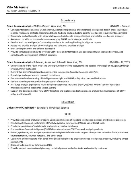 Open Source Analyst Resume Samples Velvet Jobs
