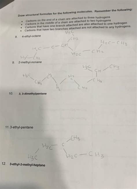Solved Draw Structural Formulas For The Following Molecules Chegg
