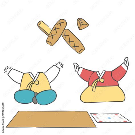 윷놀이를 하고 있는 캐릭터 얼굴 합성용 일러스트 素材庫向量圖 Adobe Stock