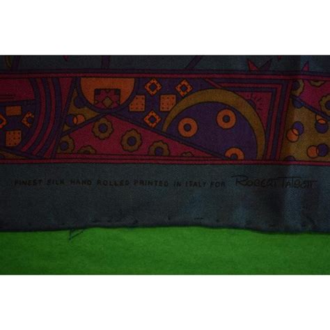 Robert Talbott Italian Silk Abstract Teal Gold Pocket Square