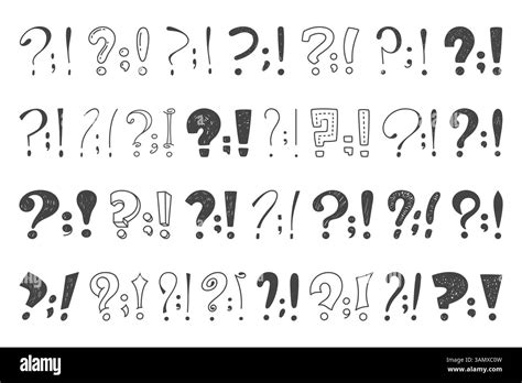 Doodle Punctuation Mark Different Hand Drawn Design Question And