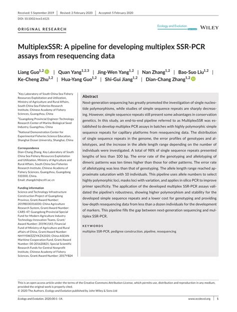 Pdf Multiplexssr A Pipeline For Developing Multiplex Ssr‐pcr Assays From Resequencing Data