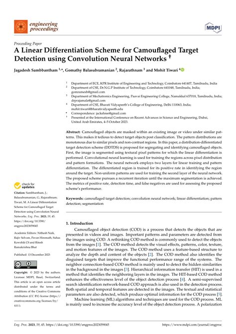 Pdf A Linear Differentiation Scheme For Camouflaged Target Detection Using Convolution Neural