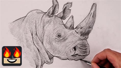 How To Draw A Rhinoceros Sketch Tutorial Youtube