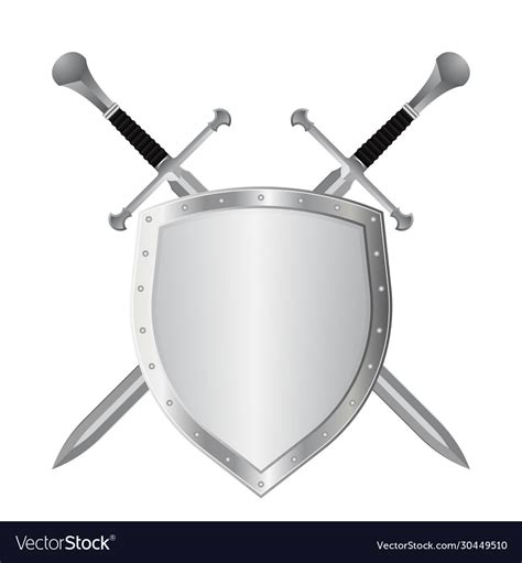 Medieval Sword And Shield Isolated Royalty Free Vector Image