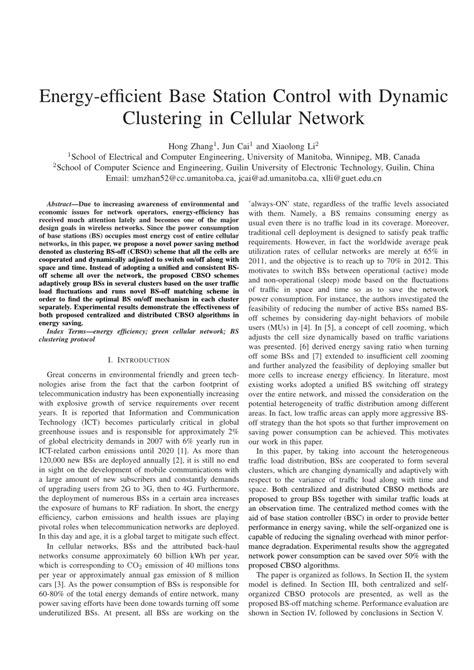 pdf energy efficient base station control with dynamic clustering in