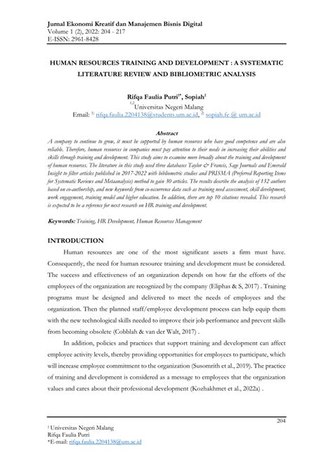 Pdf Human Resources Training And Development A Systematic Literature