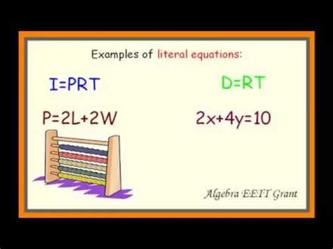 Solve Linear Formulas And Literal Equations For A Specified Variable Instructional Video For 8th