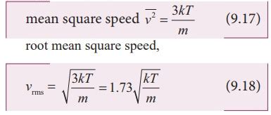 Root Mean Square Speed Kinetic Theory Of Gases