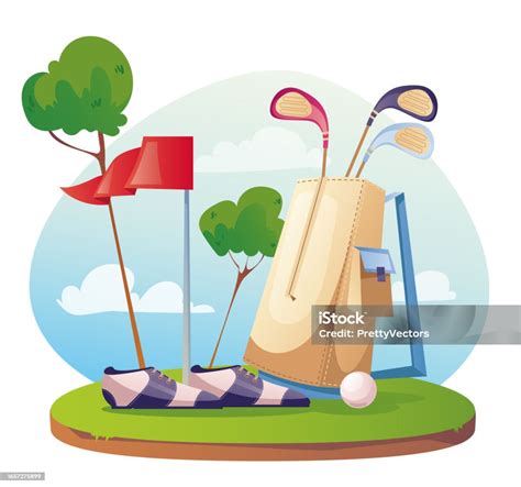 골프 클럽 토너먼트 코스 개념 구성 개념입니다 벡터 평면 그래픽 디자인 그림 Championship에 대한 스톡 벡터 아트 및 기타 이미지 Championship