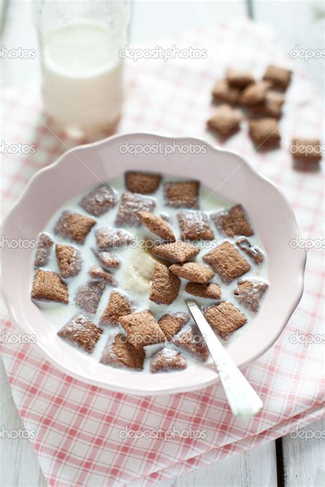 Crispy Cereal And Chocolate Pillows With Milk Stock Photo Yulia Kotina 14623953