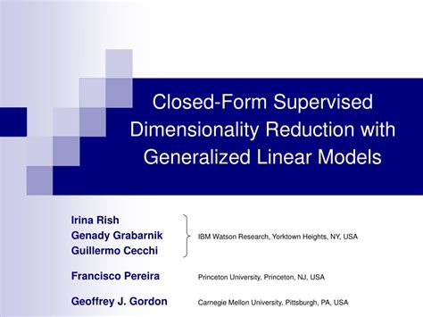 Ppt Closed Form Supervised Dimensionality Reduction Framework