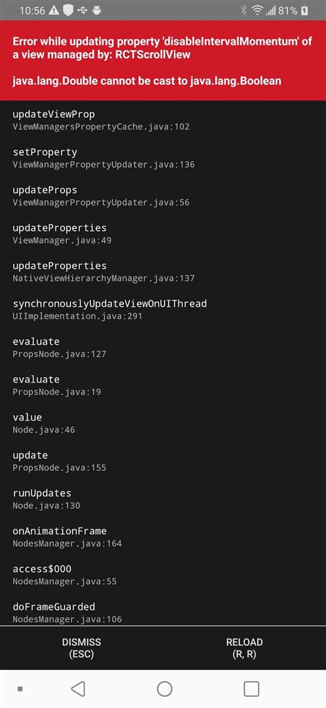 Error While Updating Property Disableintervalmomentum Of A View Managed By Rctscrollview