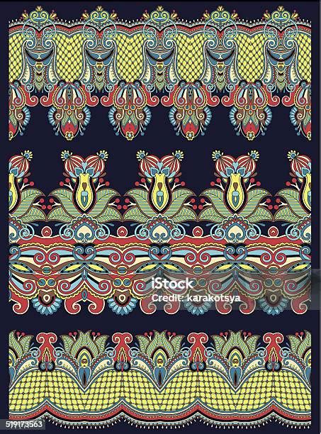 원활한 민족별 플로럴 페이즐리 스트라이프 패턴 경계 설정 가는 세로줄 무늬에 대한 스톡 벡터 아트 및 기타 이미지 가는