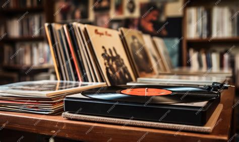 Premium Photo Record Player On Wooden Table