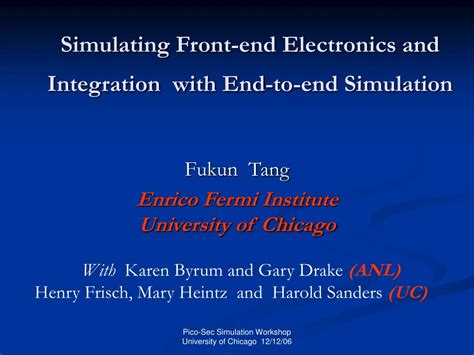 Ppt Simulating Front End Electronics And Integration With End To End Simulation Powerpoint