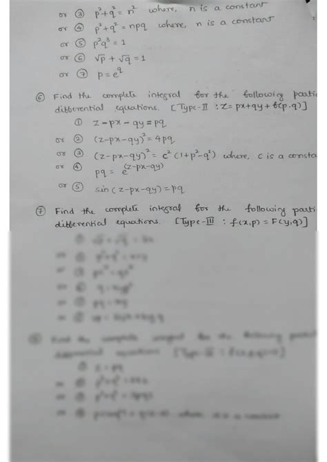 Solution Math Imp Questions Partial Deferential Equations And Integral