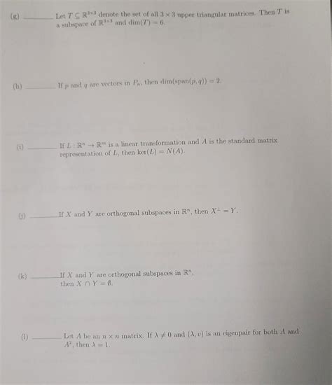 Solved G Let T⊆r3×3 Denote The Set Of All 3×3 Upper