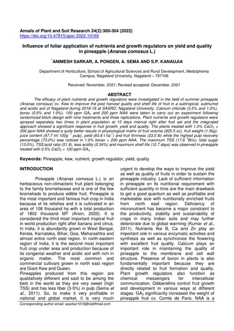 Pdf Influence Of Foliar Application Of Nutrients And Growth Regulators On Yield And Quality In