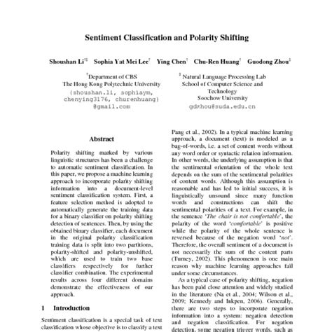 Sentiment Classification And Polarity Shifting Acl Anthology
