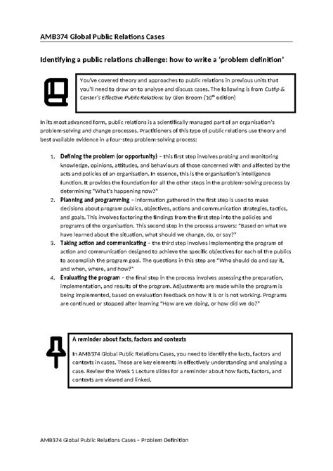 Problem Definition Template Amb374 Global Public Relations Cases